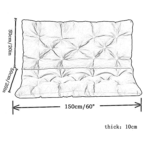 HZWDD Waterproof Bench Cushion with Backrest, 2 or 3 Seat Swing Replacement Cushions with Throw Pillow Overstuffed for Garden Patio Swing Outdoor Bench Cushions(Khaki,40 x 60 in)