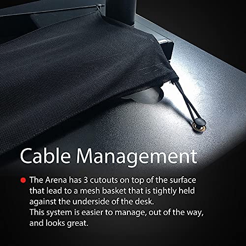 Arozzi Arena Ultrawide Curved Gaming and Office Desk with Full Surface Water Resistant Desk Mat Custom Monitor Mount Cable Management Cut Outs Under The Desk Cable Management Netting - Blue