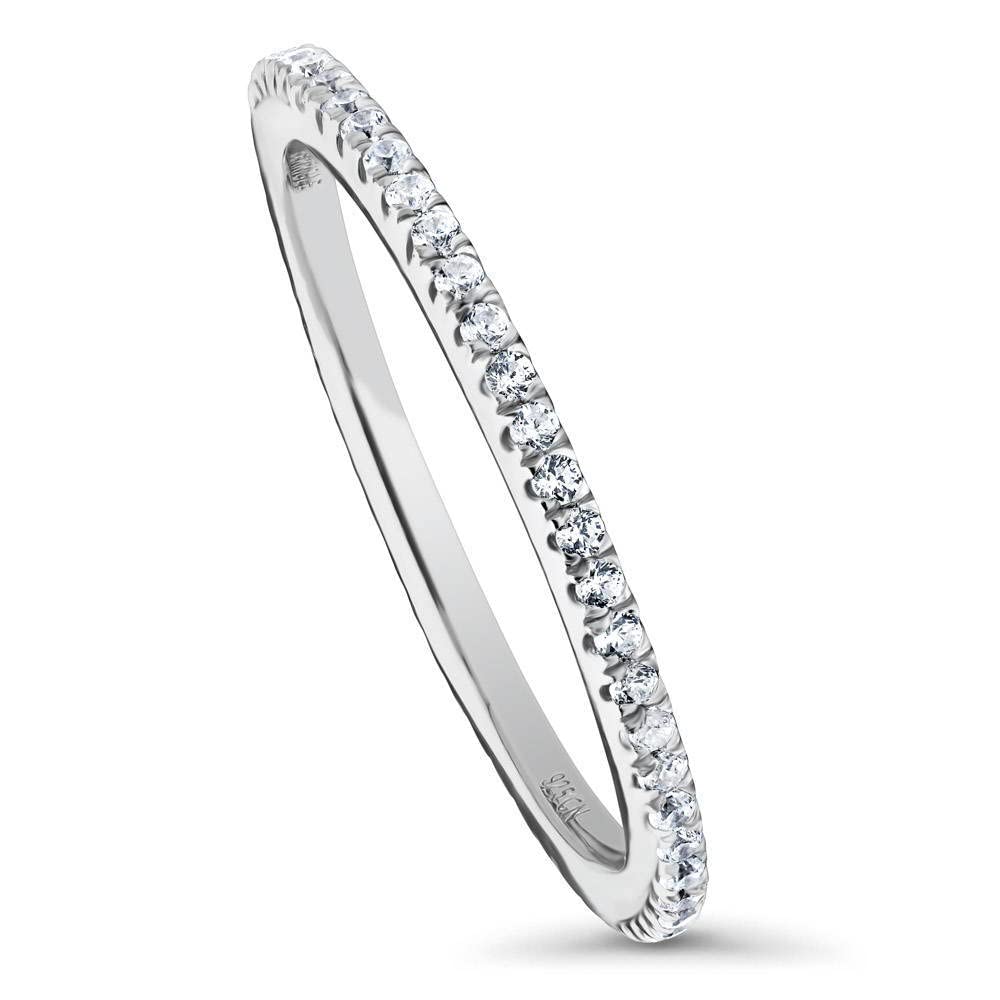 BERRICLE Sterling Silver Wedding Rings Micro Pave Set Cubic Zirconia CZ Eternity Ring for Women, Rhodium Plated Size 6