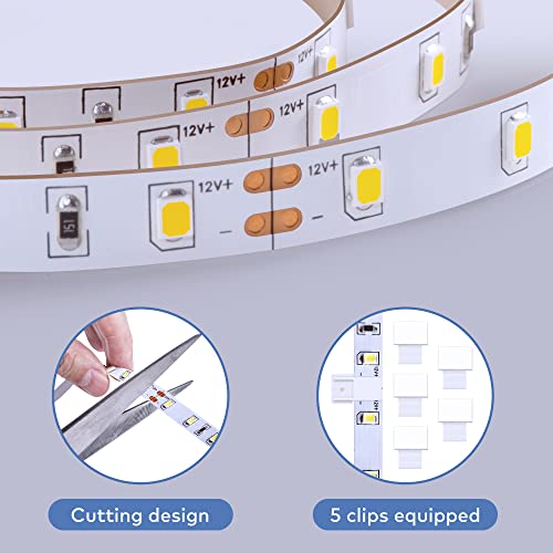 Govee White LED Strip Lights, Upgraded 16.4ft Dimmable LED Light Strip 6500K Bright Daylight White, Strong Adhesive, 300 LEDs Flexible Tape Lights for Vantiy Mirror, Kitchen Cabinet, Bedroom