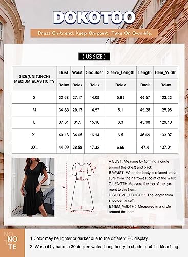 Dokotoo Women's Fall Short Sleeve Casual Dresses V-Neck Floral Party Dress Green L