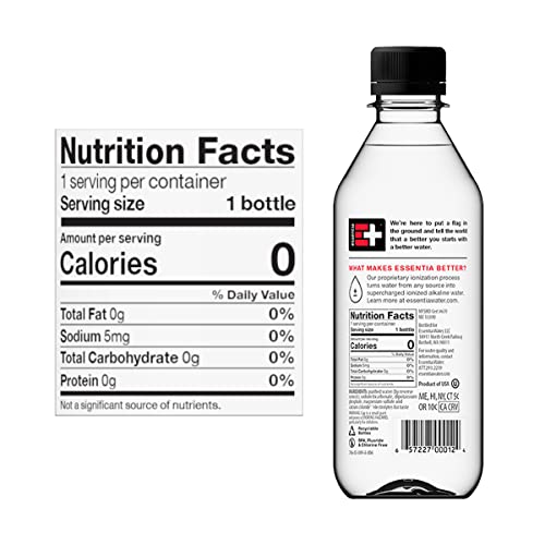 Essentia Water; Ionized Alkaline Bottled Water; 99.9% Pure; 9.5 pH or Higher; Consistent Quality in Every BPA and Phthalate-Free Bottle; 12 Fl Oz (Pack of 12)