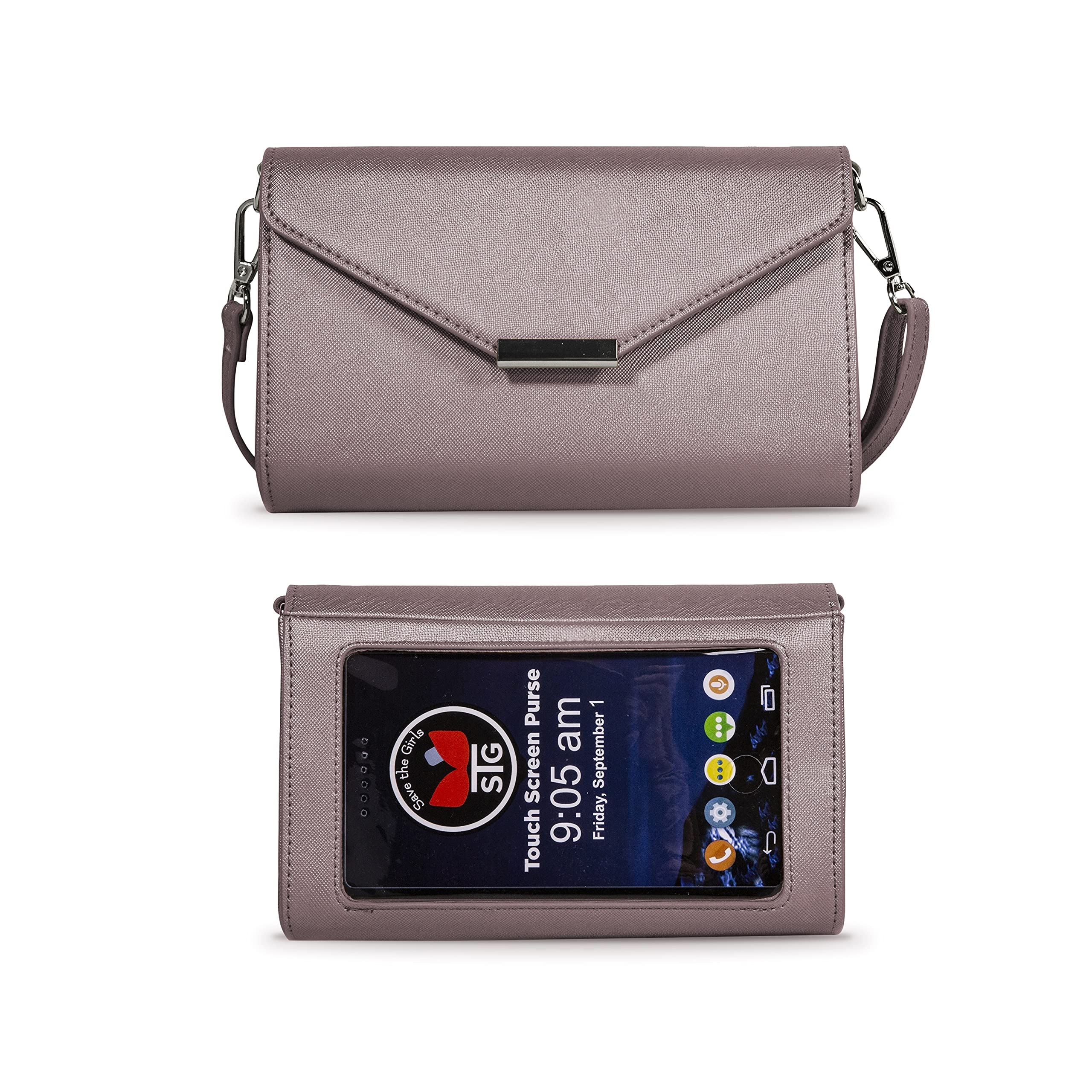 Save the Girls Timeless Touchscreen Purse Smartphone Purse with Zippered Pocket and Ten Credit Card Slots (First Blush)