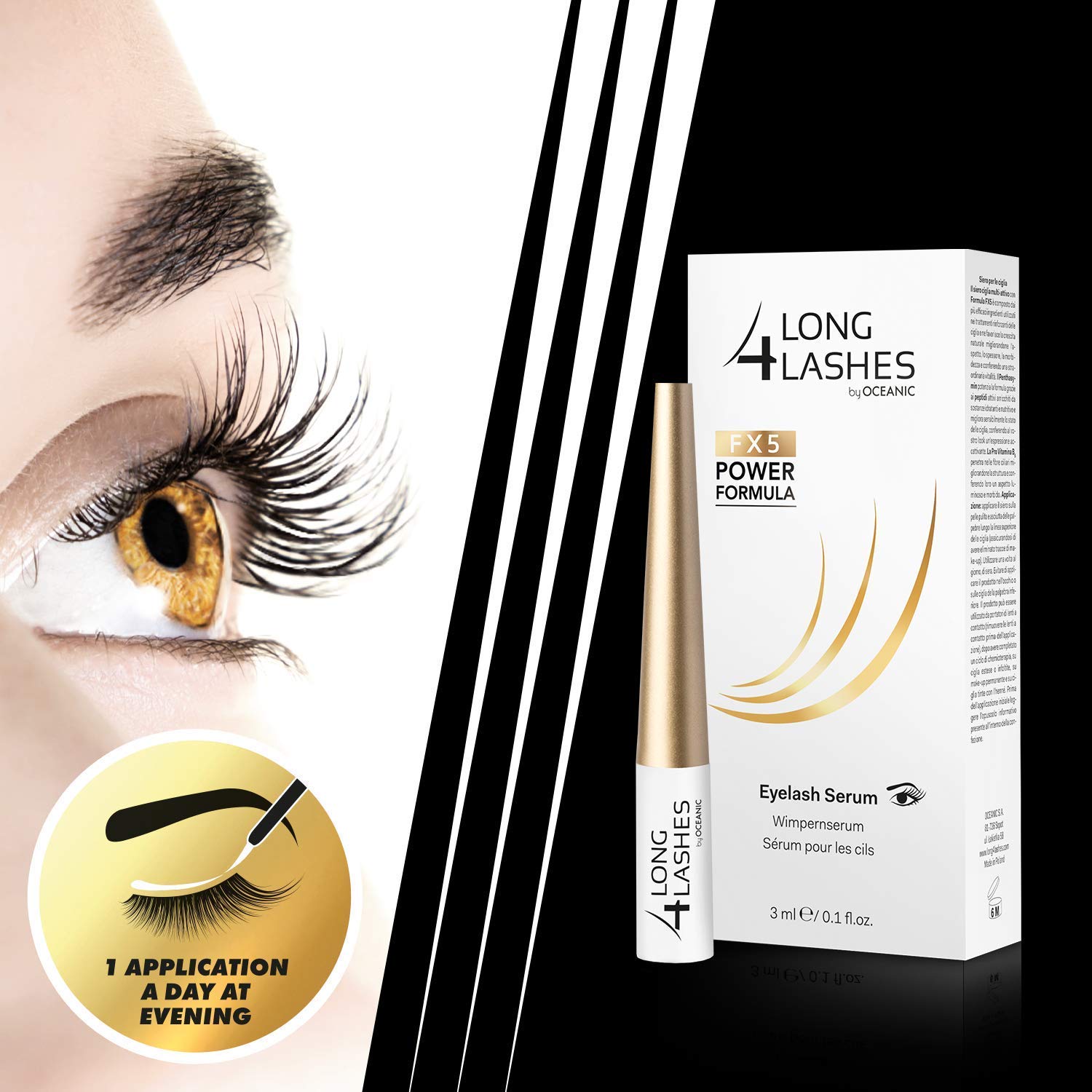 Long 4 Lashes by Oceanic Eyelash Enhancing Serum, 3 ml (Pack of 1)