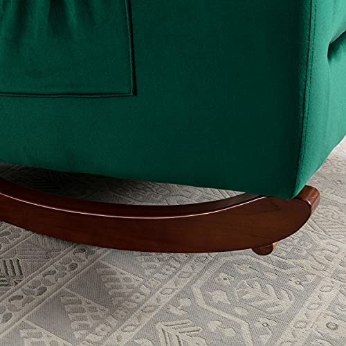 Merax Green Modern Tufted Accent Rocking Chair, Upholstered Nursery Glider Rocker with High Backrest for Baby and Kids, Set of 1