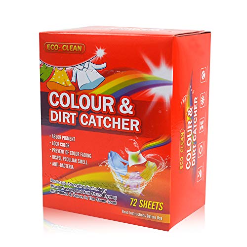 Dye Trapping Sheets 72 Count, Color Absorber Laundry Sheets, Prevent Light Colored Clothes from Being Dyed