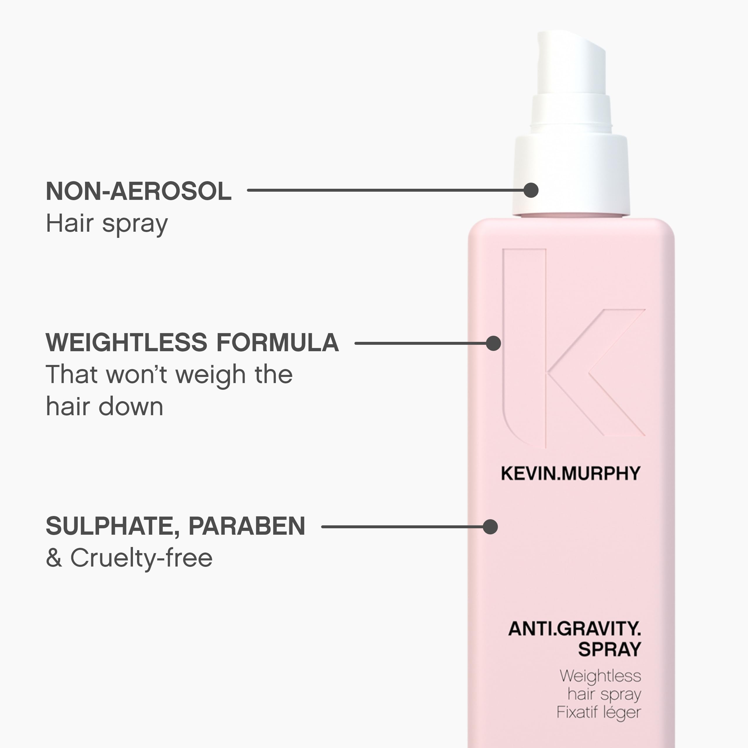 KEVIN.MURPHY ANTI.GRAVITY.SPRAY - Hair Spray for Volume & Shine - For All Hair Types - Non-Aerosol - Weightless Hair Care - 150 mL / 5.1 fl oz