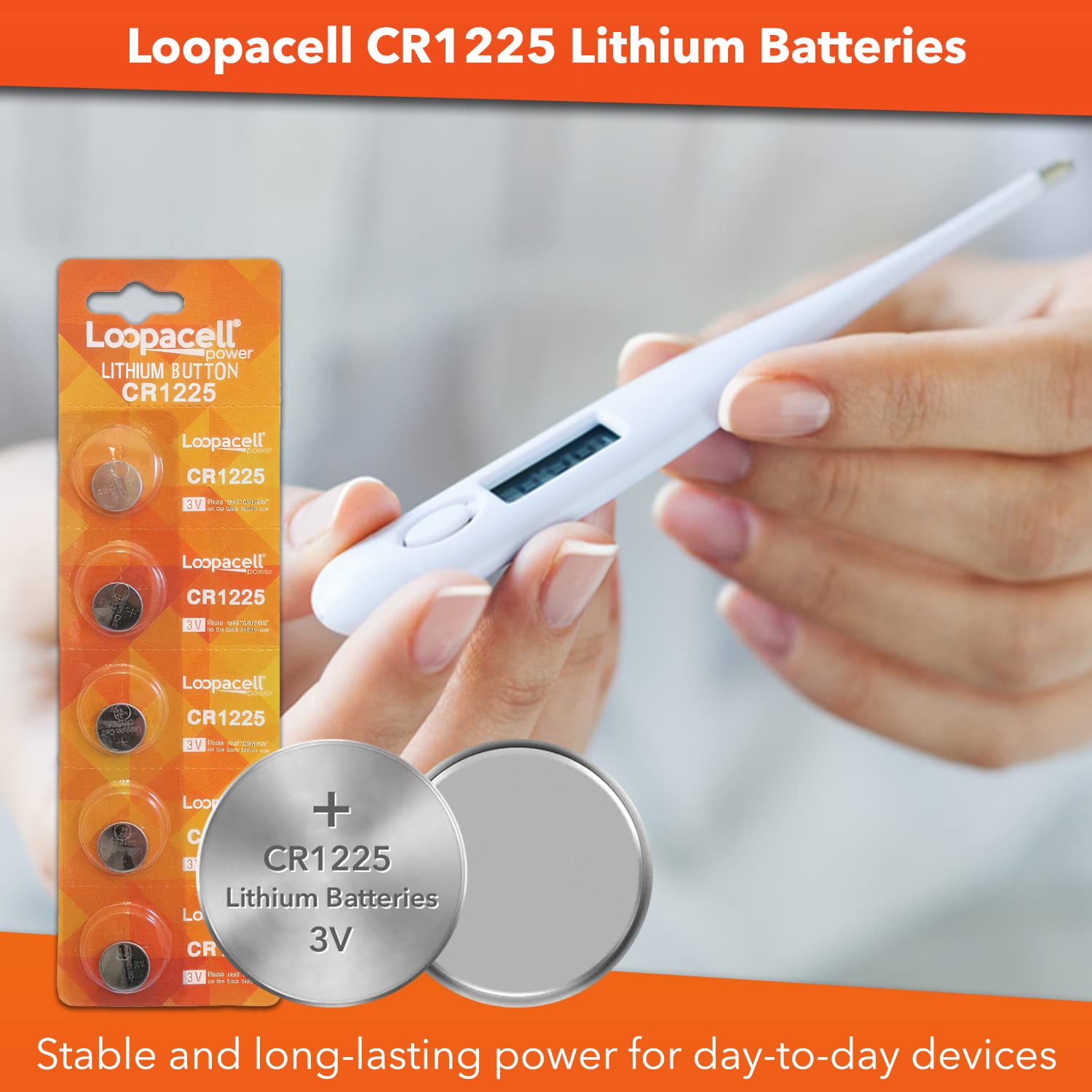 Loopacell CR1225 3V Micro Lithium Button Coin Cell Battery 5 Pcs