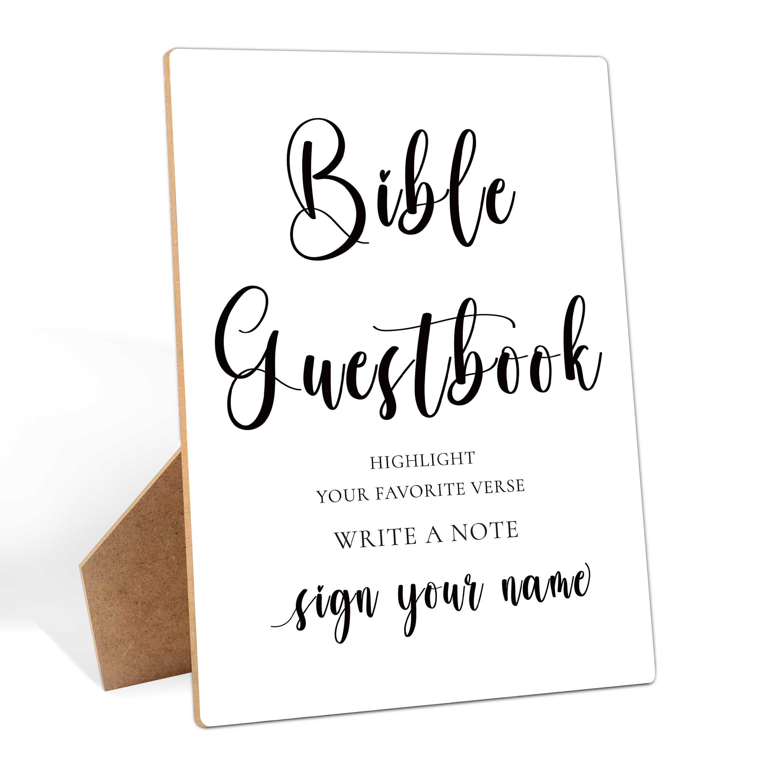Bible Guestbook Sign, 8Ć11 Inches Wooden Sign With Stand, Hightlight Your Favorite Verse, Minimalist Table Sign for Wedding Favor,Bridal Shower, Wedding Reception, Event Party Favor Supplies-4