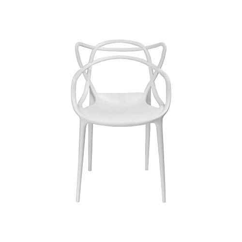 Mod Made Mid Century Modern Molded Plastic Loop Chair (Set of 2), White