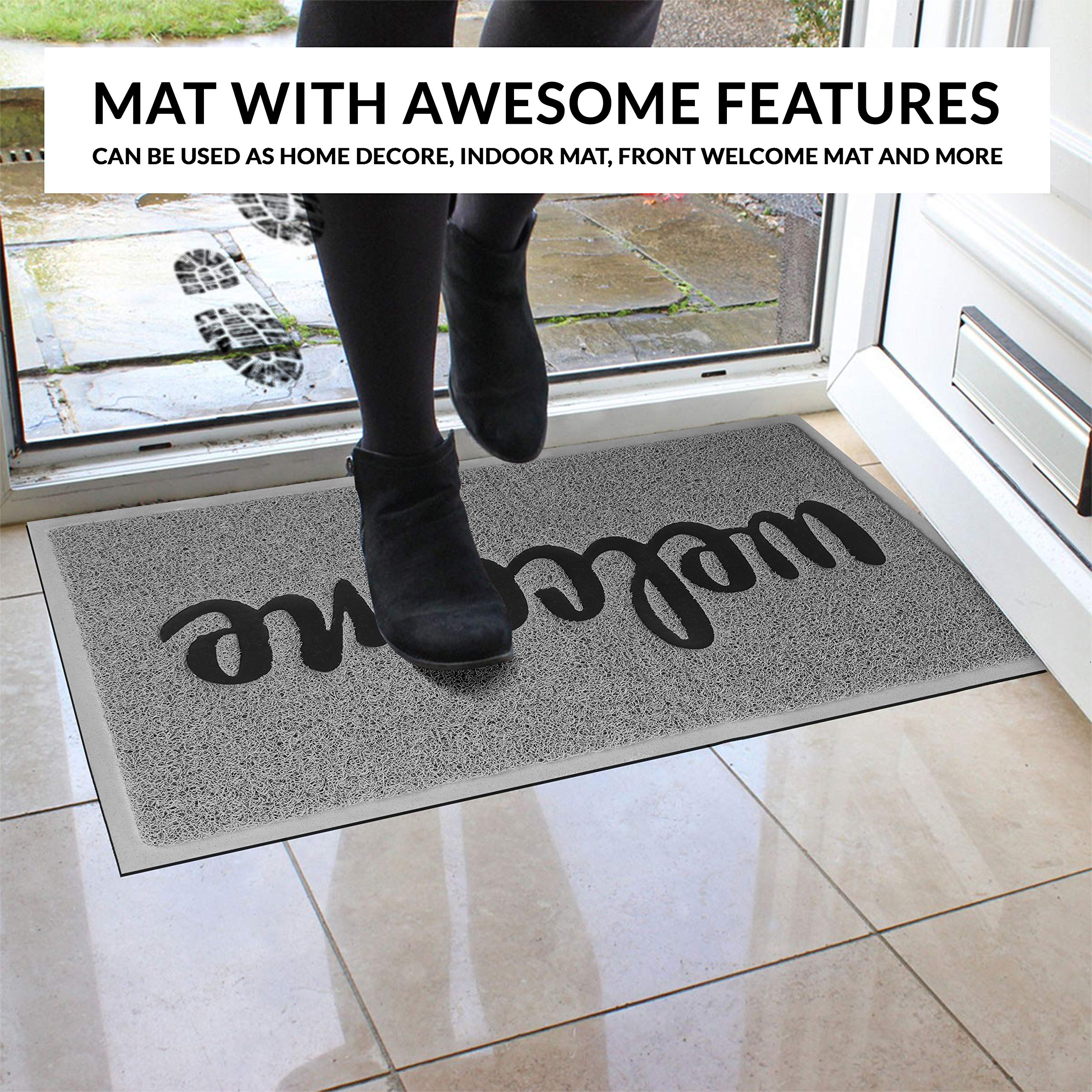 ANKO PVC Super Absorbent Outdoor Welcome MAT(30x18 inches) – Non-Slip Net Backing, Heavy Duty, Waterproof, Easy Clean, Low Profile Mat for Entry, Dust Trapper, Eco-Friendly