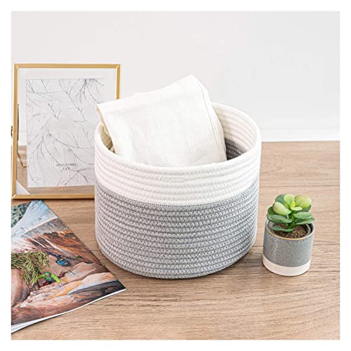 LICSPA Woven Rope Basket,Sturdy&No Smell for Toy Playroom Classroom Nursery Storage&Organization Decor Basket Set Organizing (Color : Gray)