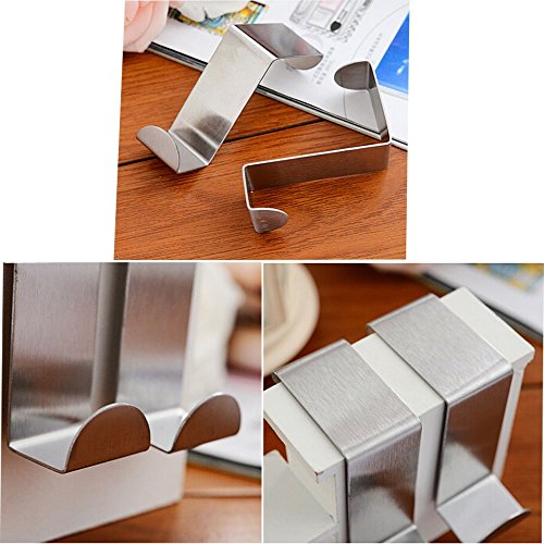 Home-organizer Tech Stainless Steel Reversible Over The Door Hook Removable Cubicle Coat Hook, Brushed Finish 6 Pack