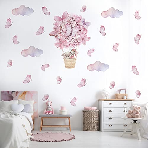 QUCHENG Pink Wall Decal Stickers Girls Toddler Bedroom Removable Stickers Decor Nursery Playroom Large Vinyl Waterproof Wall Decoration