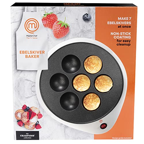 MasterChef Electric Ebelskiver Maker Delicious Homemade Japanese Takoyaki, Donut Holes, Cake Pops, Octopus Balls, Aebleskivers, Danish- Nonstick Easy Clean Appliance, Fun Summer Baking Gift