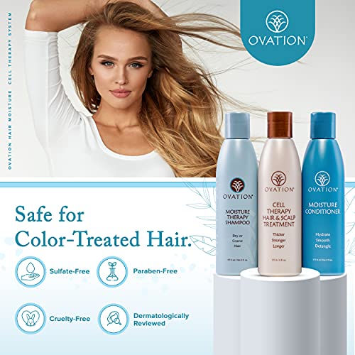 Ovation Hair Moisture Cell Therapy 6 oz System - Moisture Shampoo and Conditioner, Cell Therapy Hair & Scalp Treatment - Hair Treatment Set to Moisturize Thick, Dry Hair