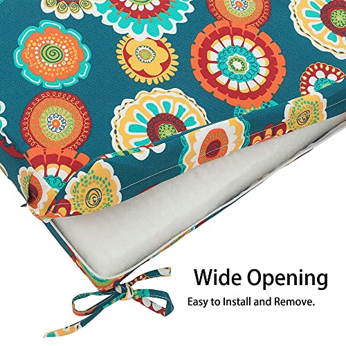 Magpie Fabrics Patio Bench Cushion Cover 48x18x3 Inch, NO Insert! Water Resistant UV Protection Outdoor Swing Loveseat Replacement Cover with Zipper, (Heronsbill Turquoise Green)