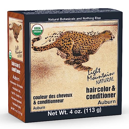 Light Mountain Henna Hair Color & Conditioner - Auburn Hair Dye for Men/Women, Organic Henna Leaf Powder and Botanicals, Chemical-Free, Semi-Permanent Hair Color, 4 Oz