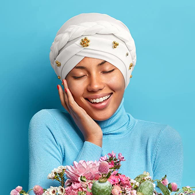 Base Ball Cap Wrap Headwear Hat Women Cap Beaded Braid Headscarf Turban Baseball Caps Hats Hats Hats Coffee