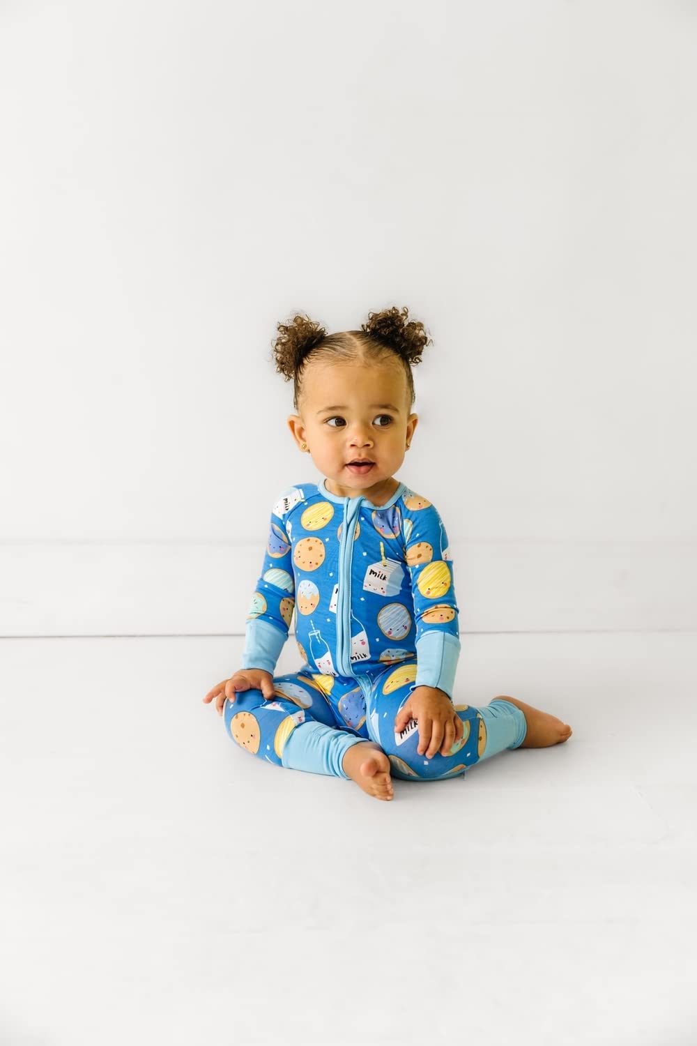 Little Sleepies Baby Boy Pajama, Bamboo Viscose Zippy PJs, Blue Cookies & Milk, 3-6M
