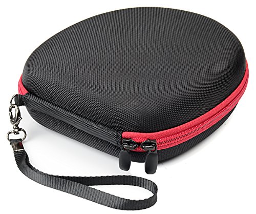 Headset Case for VXi BlueParrott B450-XT, B450-XT -204010-C, B350-XT, B250-XTS, C400-XT, Mesh pocket for cable, amplifier and other accessories, detachable wrist strap for easy carry, Black + red zip
