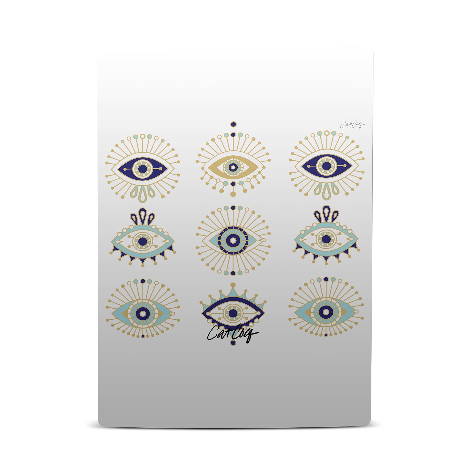Head Case Designs Officially Licensed Cat Coquillette Blue Gold Art Mix Vinyl Faceplate Gaming Skin Decal Compatible With Sony PlayStation 5 PS5 Digital Edition Console and DualSense Controller