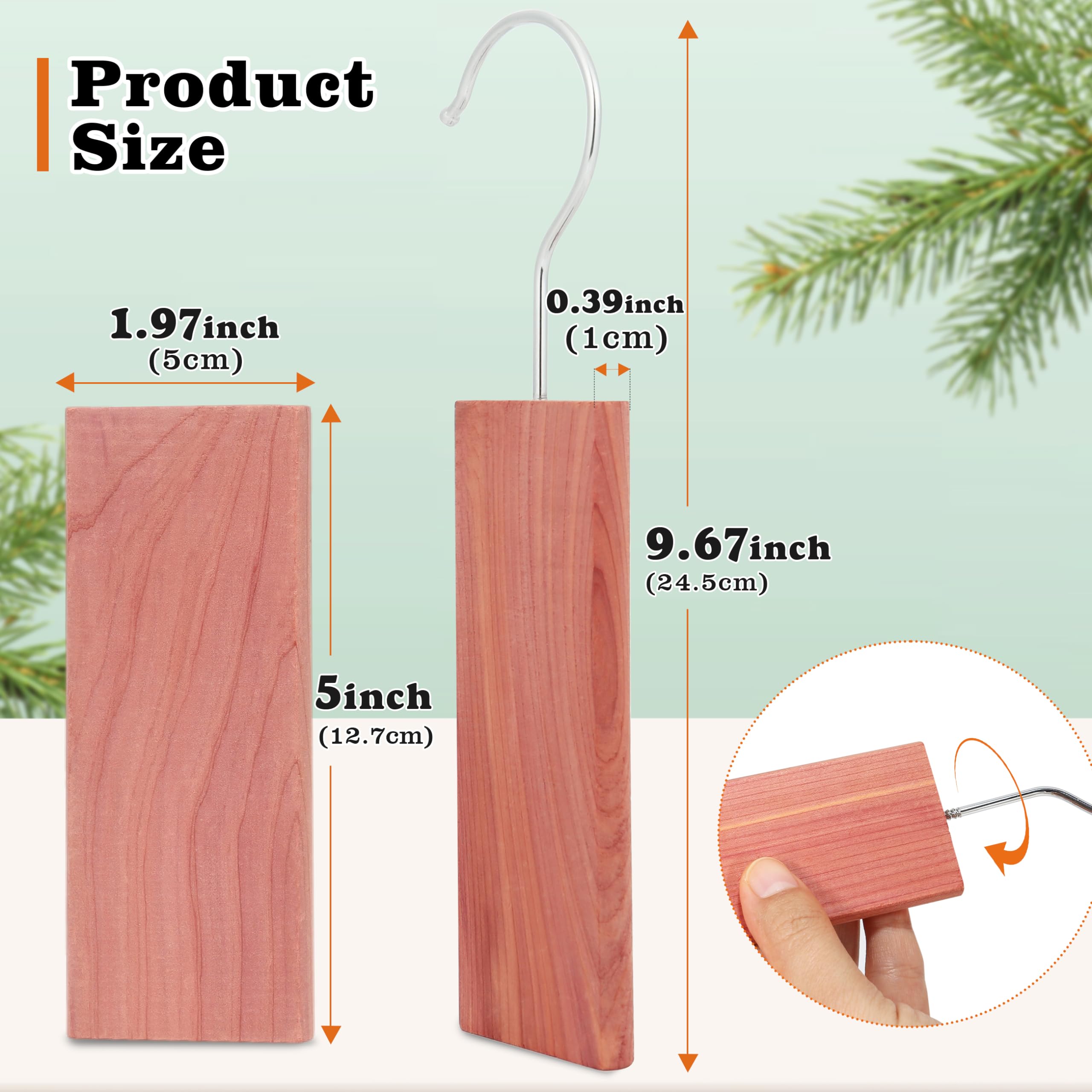 UNIVIVO 12PCS Cedar Hanger Ups for Closet, Cedar Blocks for Clothes Storage, 100% Aromatic Red Cedarwood Chips Planks for Wardrobe, Closets Drawers