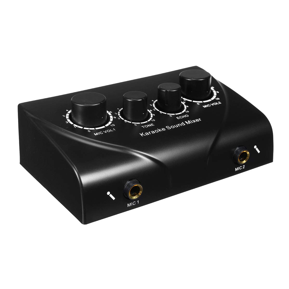 Baoer Karaoke Sound Mixer Audio System Dual Mic Input Portable Mini Digital Karaoke Machine Mixer for Family KTV Black