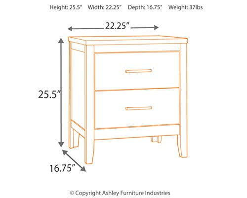 Signature Design by Ashley Olivet Glam 2 Drawer Nightstand with Faux Shagreen Drawer Fronts, Silver