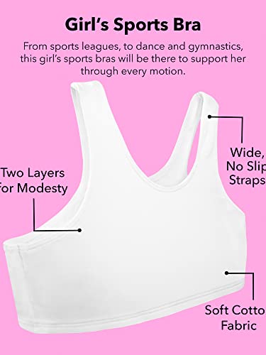 Fruit of the Loom girls Cotton Built-up Stretch Sports training bras, Heather Grey/Bittersweet Pink/White, 38 US