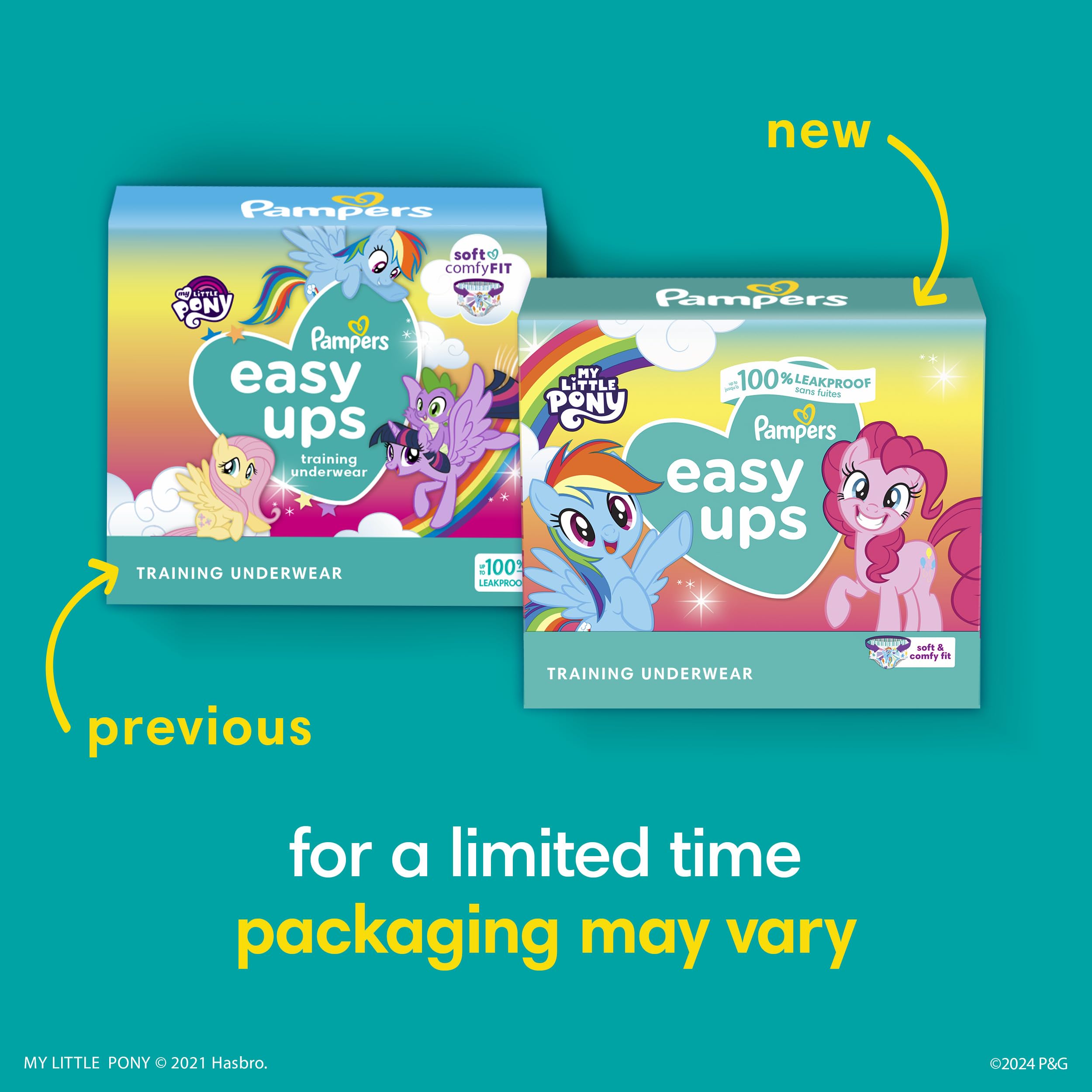 Pampers Training Pants - Easy Ups Girls & Boys - Size 2T-3T, 140 Count, My Little Pony Potty Underwear (Packaging May Vary)