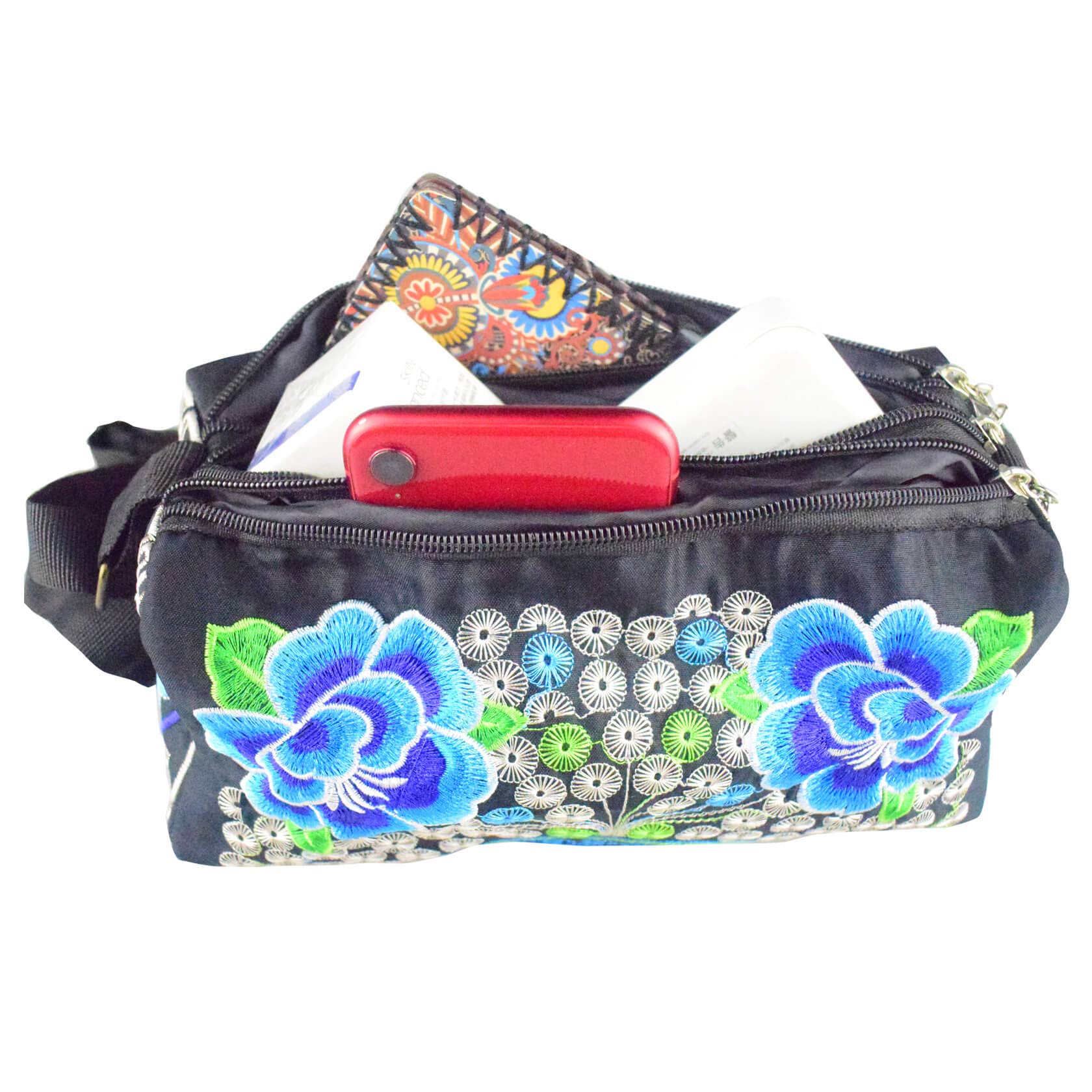Handmade Embroidered-Cute Mini Canvas-Crossbody Bag Coin Purse Cell phone Pouch for Women (apple violet)