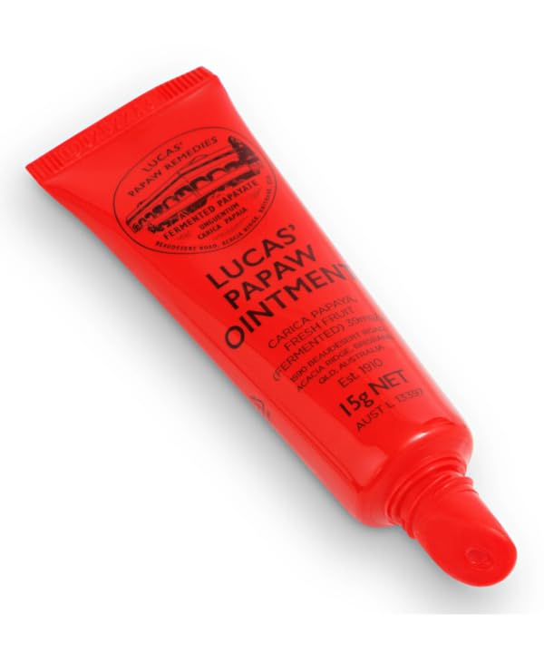 Lucas Papaw Ointment 15G (With Lip Applicator) | Best Paw Paw Cream for Chapped Lips, Minor Burns, Sunburn, Cuts, Insect Bites and Diaper Rash