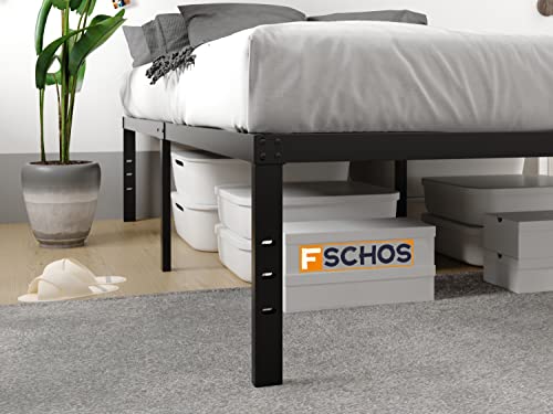FSCHOS 18-Inch-California-King-Bed-Frames, Metal Platform Cal-King-Bed-Frame No Box Spring Needed, Easy Assembly, Heavy Duty Mattress Foundation, No Noise, Black