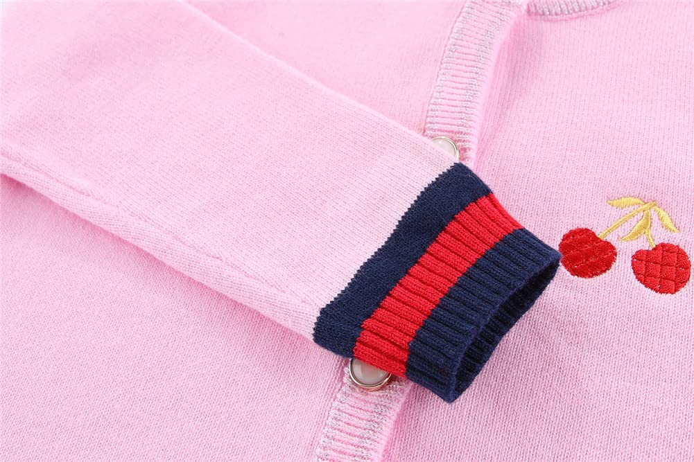 Mud Kingdom Knit Sweater Outfits for Toddler Girls Cute Cherry Pink 4T