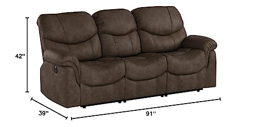 Signature Design by Ashley Alzena Faux Leather Oversized Manual Reclining Sofa, Brown