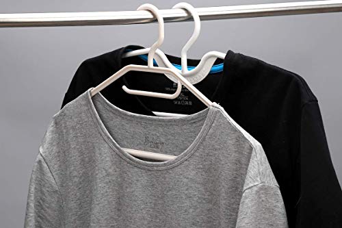 Higher Hangers Classic Short Neck Design Heavy Duty Slim Plastic Space Saving Clothes Hangers- 40 Pack - Create Extra Closet Space, Non-Slip, Durable, Practical, and Versatile Closet Organizer (White)