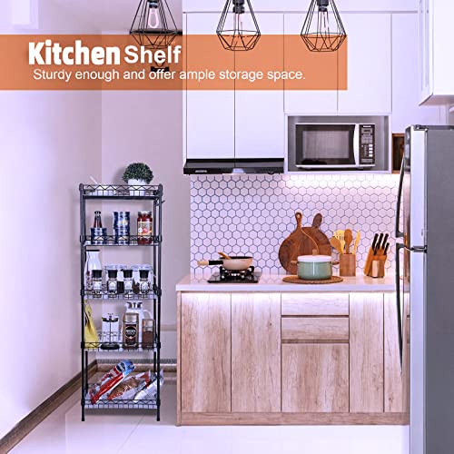 Guangfoshun Storage Shelves, 5-Tier Wire Shelving Unit with Baskets Storage Rack Corner Shelf Shelving Adjustable Storage Shelf, 11.8" D x 15.7" W x 63" H, Black