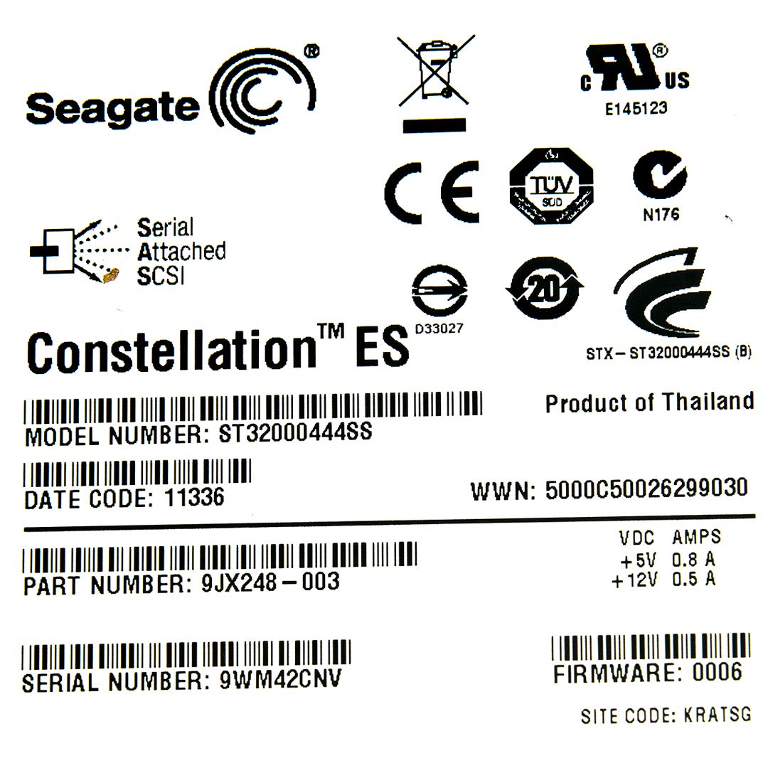 Seagate Constellation ES 7200.1 2 TB 7200 RPM SAS 2.0 6 GB/s 16 MB Cache 3.5-Inch Hard Drive - ST32000444SS