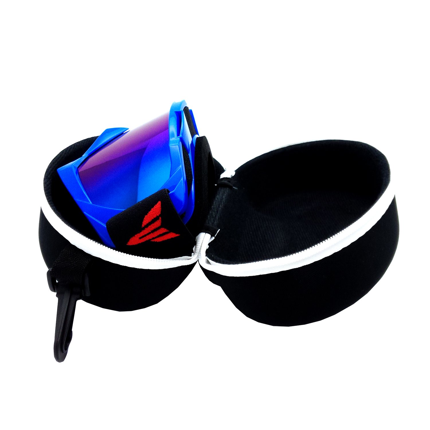 b21design Ski Goggles for Men Women White Blue Lightweight Wide View,100% UV protection Blocking Helmet Off Road, Snow Boarding Mirror (Blue + Case)