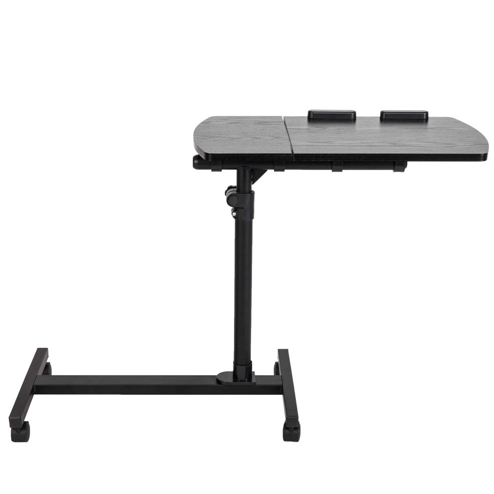 Portable Swivel Laptop Table Desk Adjustable Angle & Height Rolling Stand Tiltable Tabletop Desk Laptop Notebook Sofa/Bed Side Table Hospital Table Stand W/Lockable Casters, Black