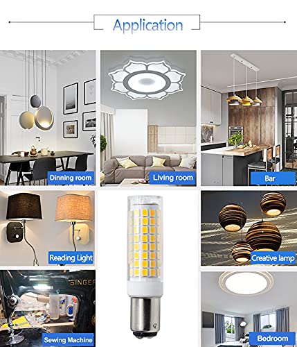 Ba15d LED Light Bulbs Dimmable Double Contact Bayonet Base, AC120V 7W Ba15d LED Bulb 75W JD Type T3/T4 Halogen Bulbs Equivalent Warm White 3000K, Dimmable Sewing Machine Lamp 2 Pack