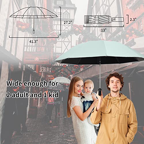GENMAI SOEASY Umbrella Compact Folding Travel Windproof Rain Umbrella, Light Automatic Parasol Portable Car Umbrella for Rain,Large Black Sun Umbrella