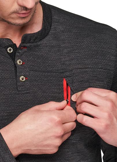 Avalanche Men's Hiking Shirt Breathable Crewneck Long Sleeve Tee Texture Cedar Green M