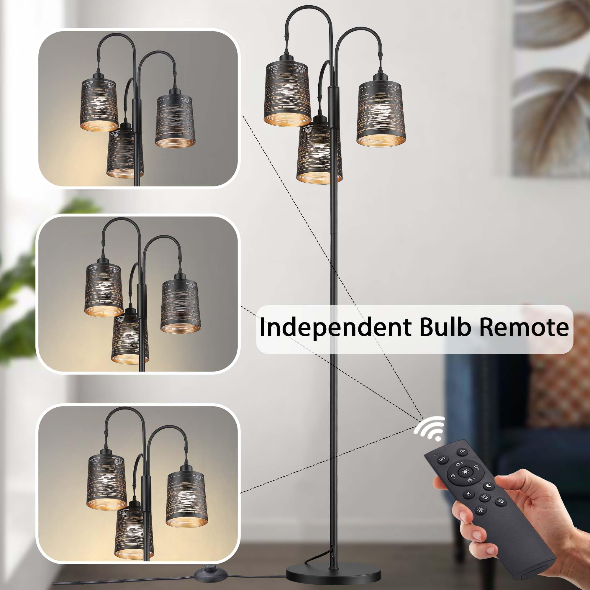 Casia 3 Pcs A19 LED Bulbs with 1 Remote Control, 9W LED Bulbs, E26 Base, 805 LM, Dimmable LED Bulb for Floor Lamps, Pendant Lamps, Table Lamps (3)