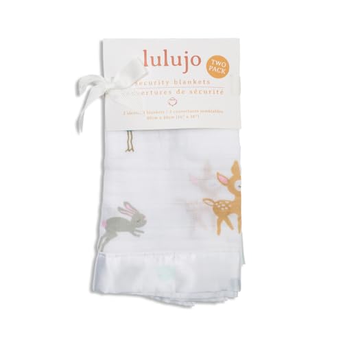 Lulujo Baby Cotton Muslin Security Blankets, Pack of 2, 16 x 16-Inches, Little Fawn