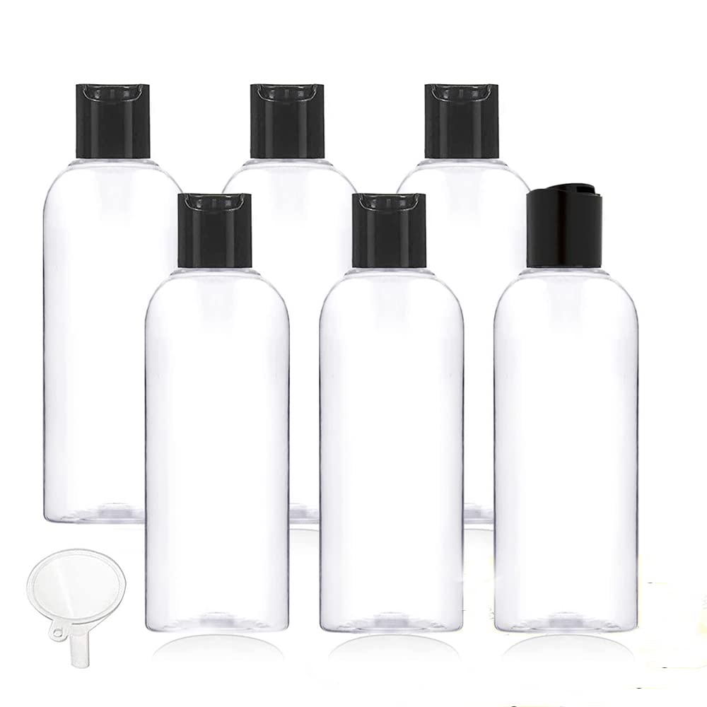 YICTEK 3.4 Oz Clear Empty Travel Bottles with Disc Cap 6 Pcs, 100ml TSA Transparent Plastic Travel Size Bottles and Refillable Travel Containers for Shampoo and Lotion