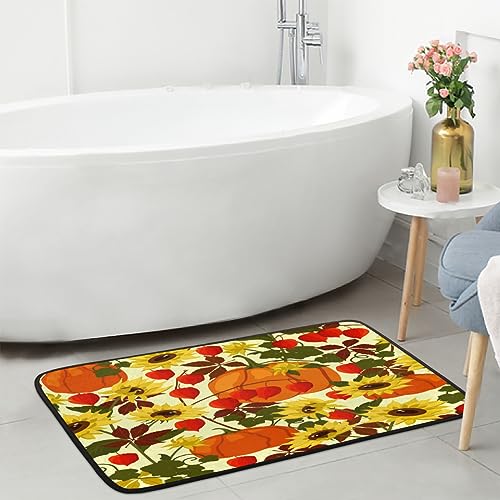 Gublec Sunflower Pumpkins Autumn Kitchen Mats Cushioned Anti Fatigue Kitchen Rugs Non Slip Washable Floor Mats for Home Office Sink Laundry 39 x 20 Inch