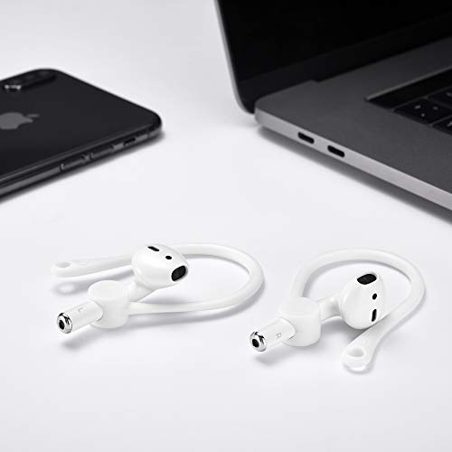 Ear Hooks Designed for Apple AirPods 1, 2, 3, Pro and Pro 2, ICARERSPACE AirPods Ear Hooks for Running, Jogging, Cycling, Gym - White
