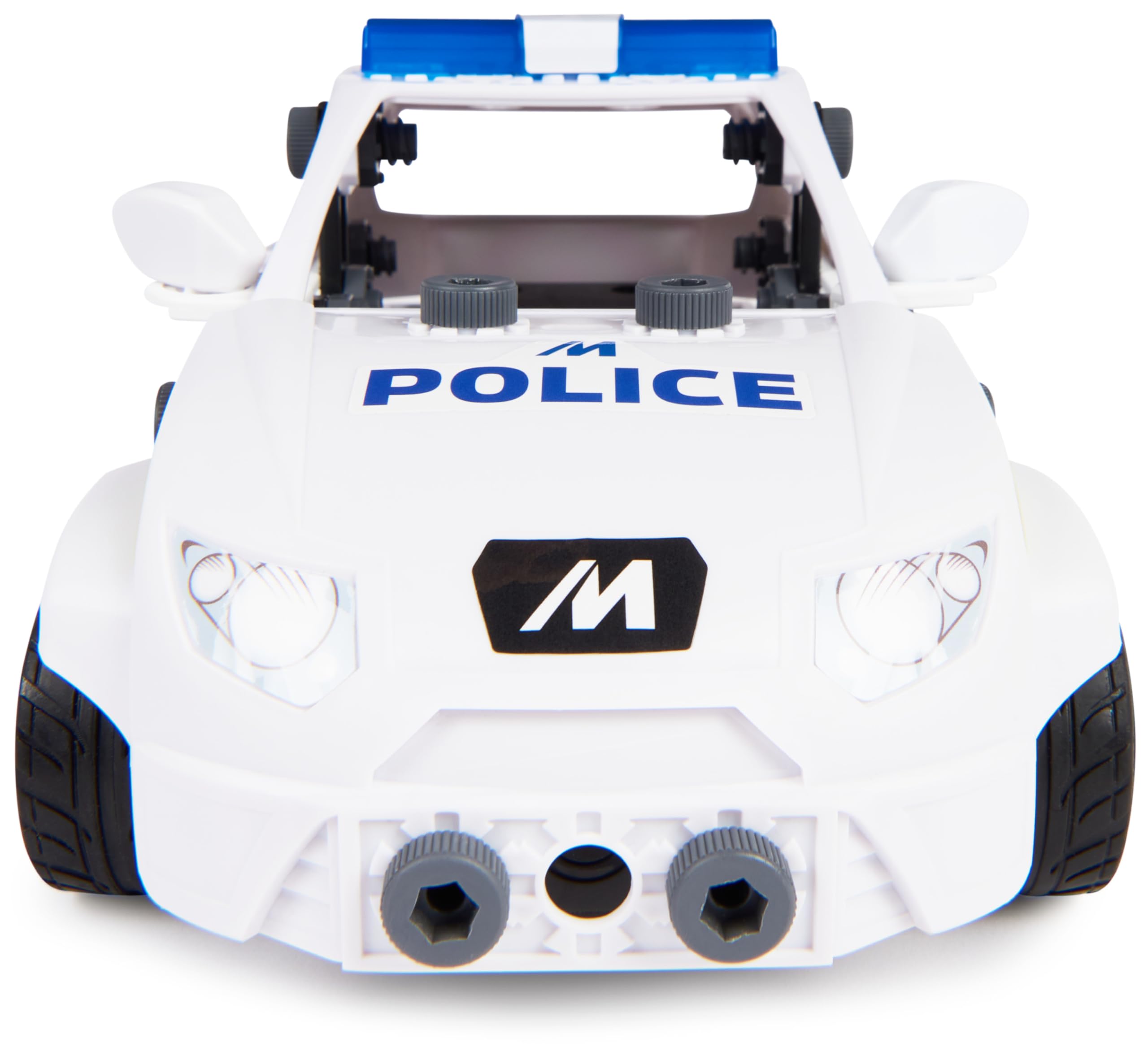 Meccano Junior, RC Police Car with Working Trunk and Real Tools, Toy Model Building Kit, STEM Toys for Kids Ages 5 and up
